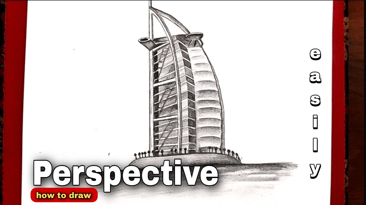 How to draw 2 point perspective||drawing the arab tower - YouTube