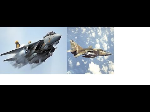 AMERICAN F15 ATTACKING RUSSIAN AIR SURVEILLANCE AIRCRAFT PROTECTED BY MIG 23 AIRCRAFTS