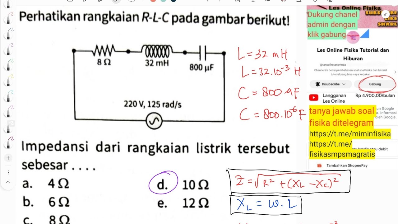 menghitung impedansi pada rangkaian RLC di bawah ini - YouTube