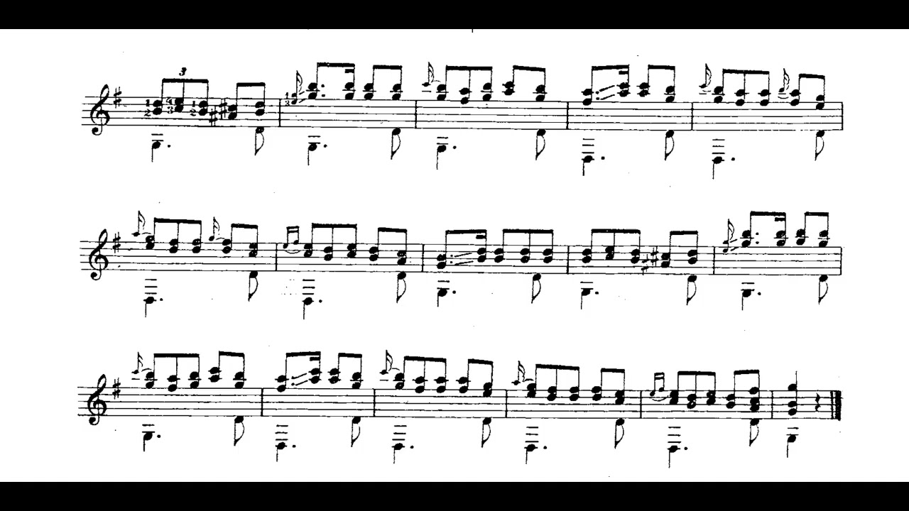 Francisco Tárrega - Tango for Guitar (1894) [Score-Video] - YouTube