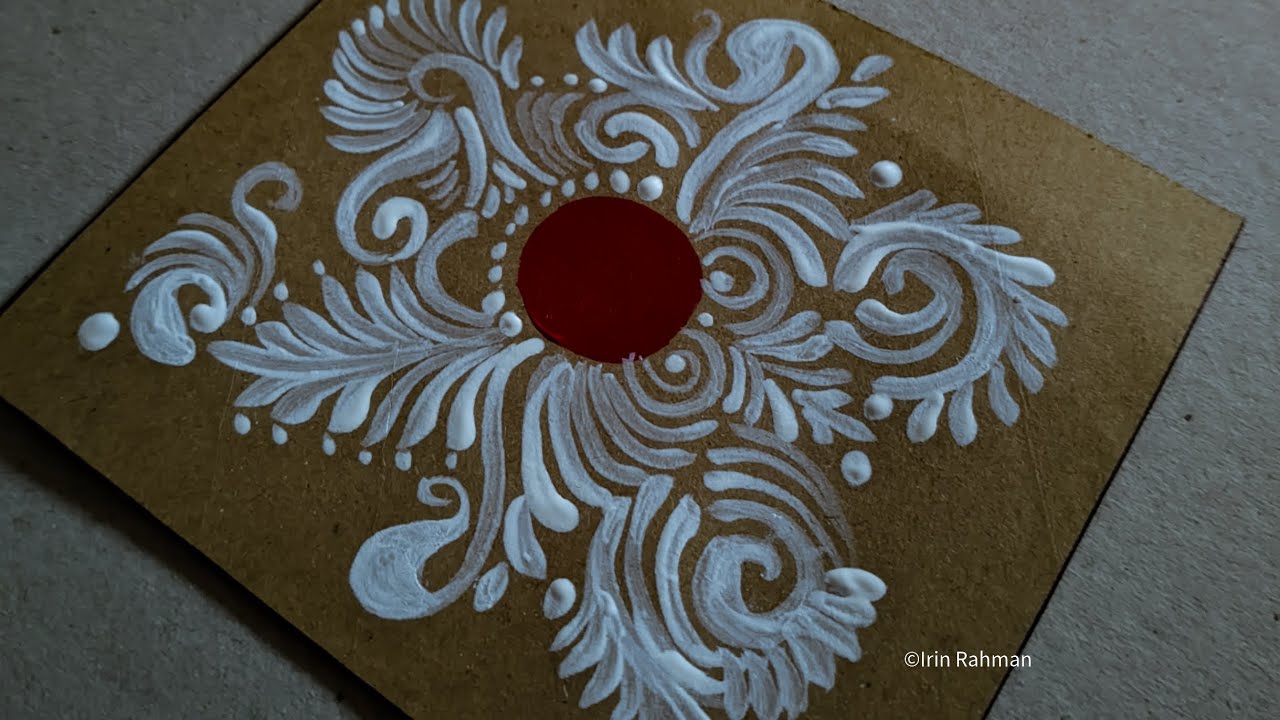 kolka || Alpona || Alpona painting on Paper || Easy Alpona step by step ...