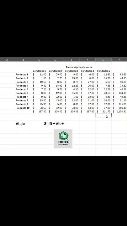 Atajo Increíble en Excel: Suma Datos en Segundos con Shift + Alt + = 🚀 #exceltips - YouTube