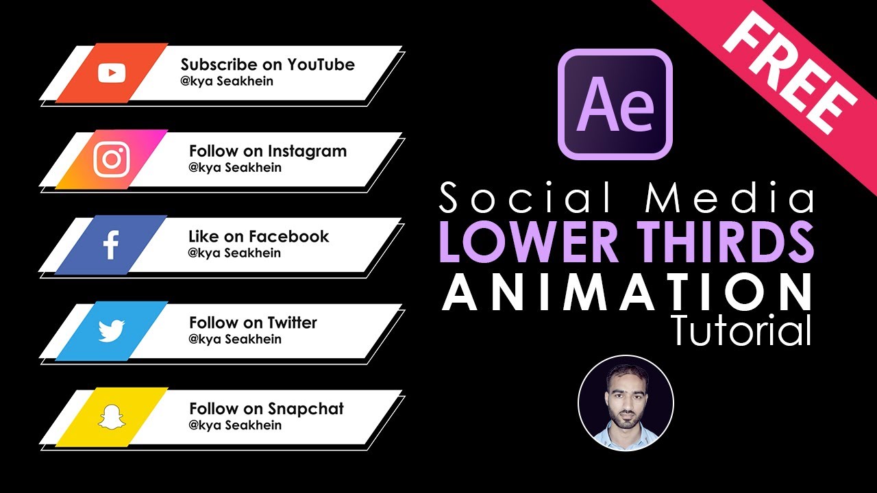 Free Social Media Lower Thirds After Effects Tutorial 2020 | Social Media Lower Thirds Animation ...