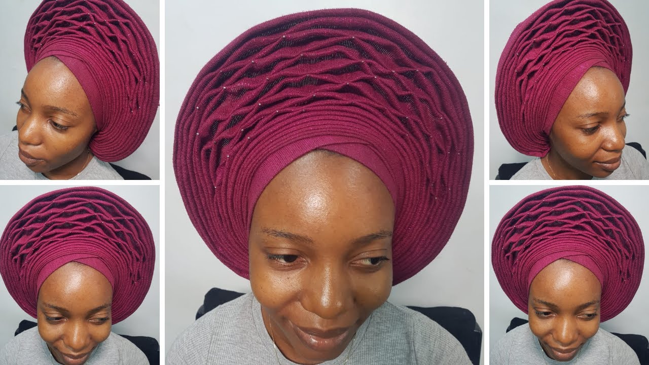 Unique V-Round Bridal Gele Tying Tutorial - DIAMOND PLEATS GELE - YouTube