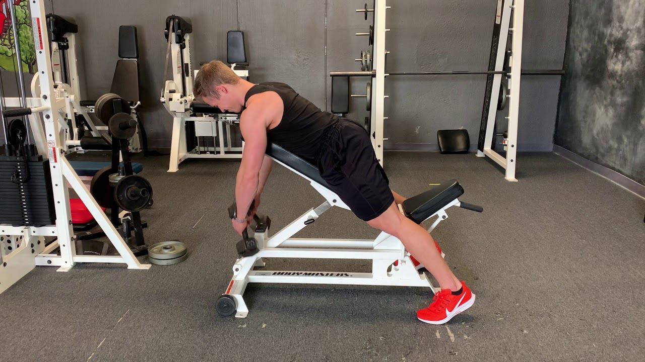 Incline Bench Dumbbell Face Pull Exercise Demonstration - YouTube