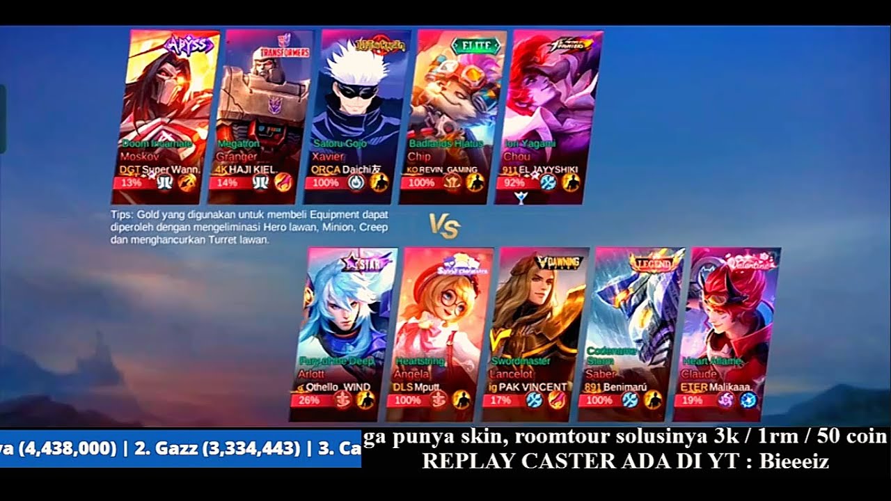REPLAY CASTER MOBILE LEGENDS ROOM TOURNAMENT - YouTube
