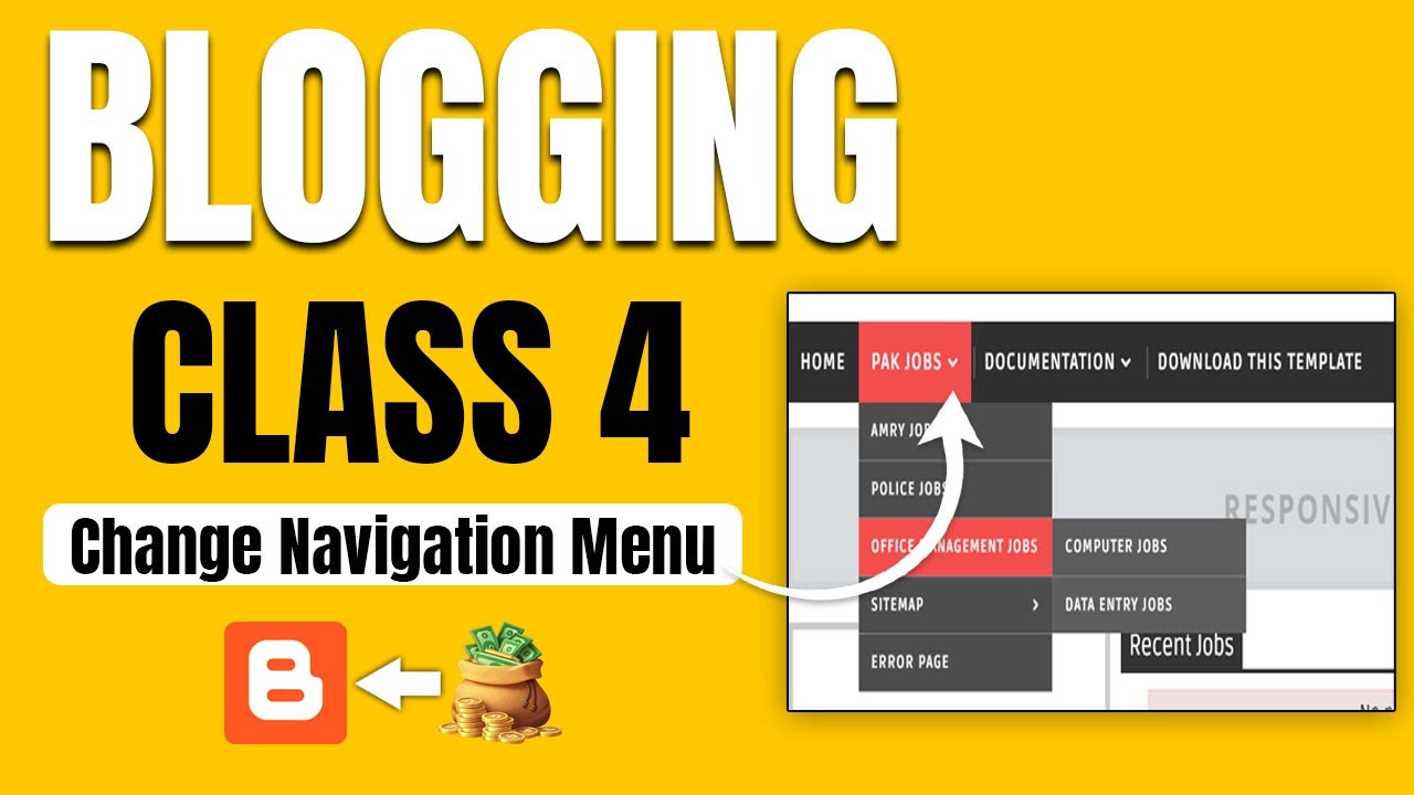 How to change navigation menu in blogger site 2026 | Class No 4 - YouTube