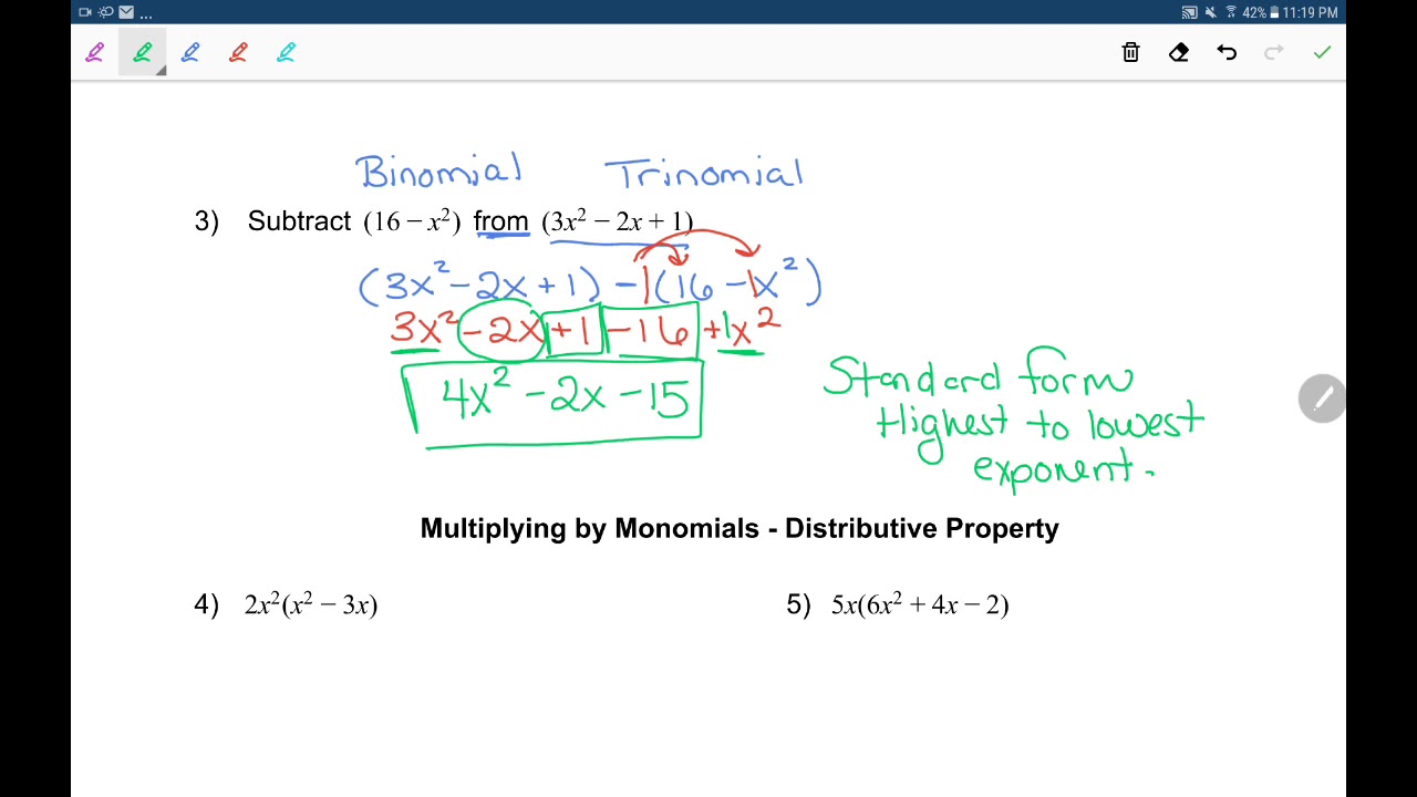 polynomial operation review - YouTube