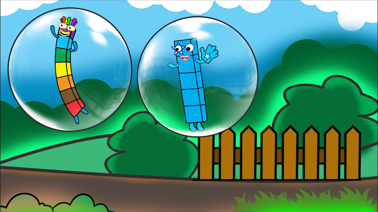 5 and 7 Floating Inside A Bubble At The Sky For Fun | Numberblocks ...