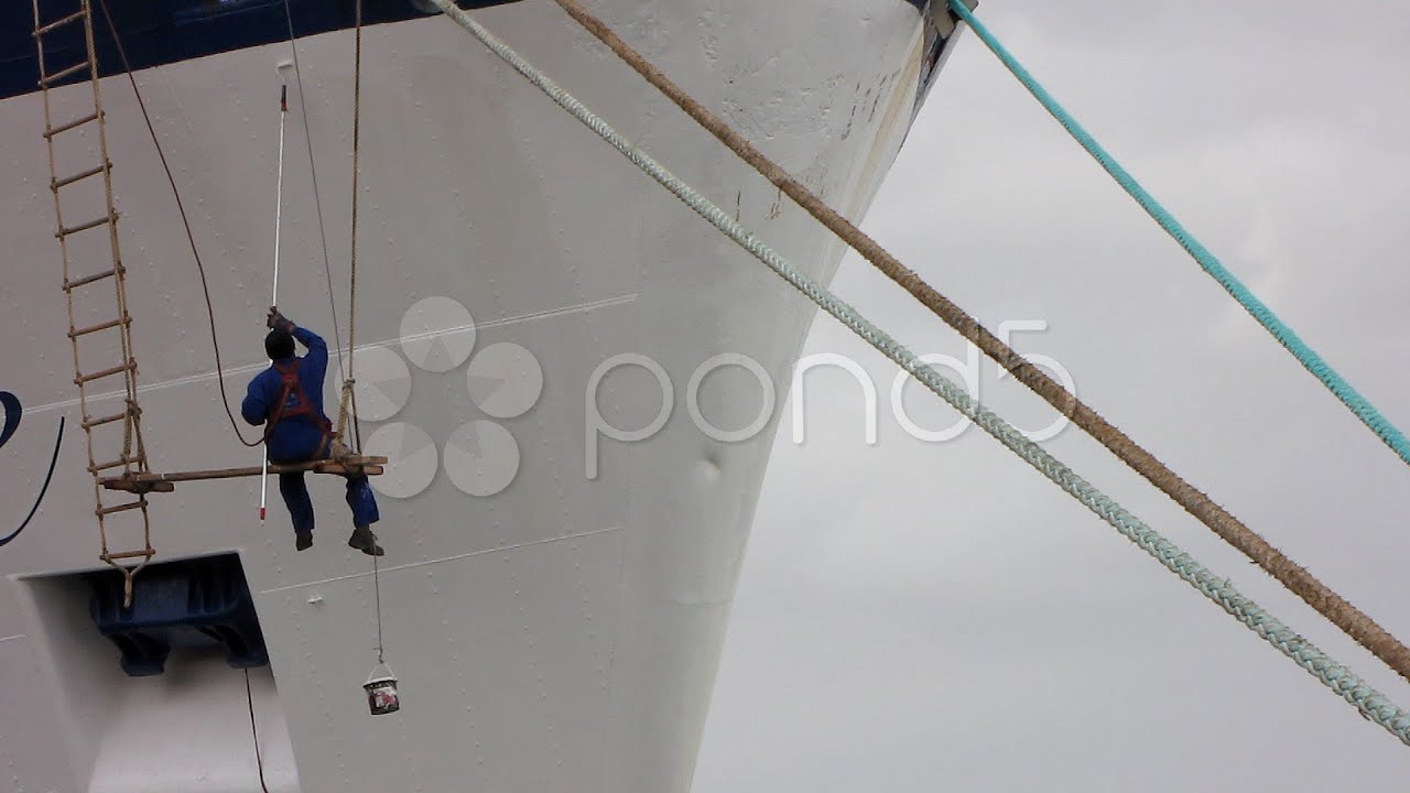 Shipyard Worker Paint The Ship stock footage - YouTube
