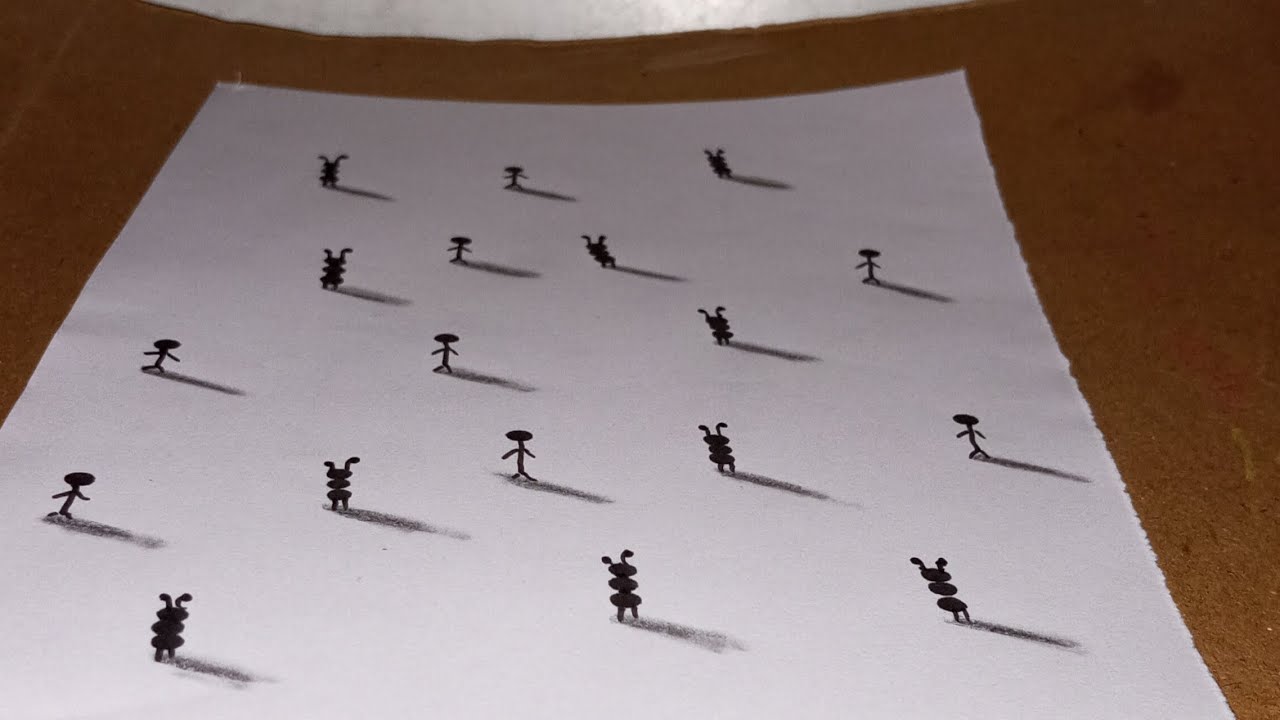 How to draw 3d ant and men drawing optical illusion 3d people tutorial ...