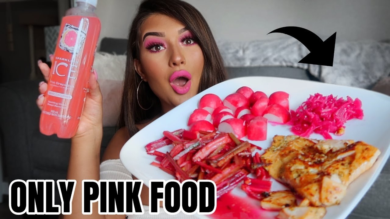 Eating Only PINK food for 24 HOURS! *I Struggled* - YouTube