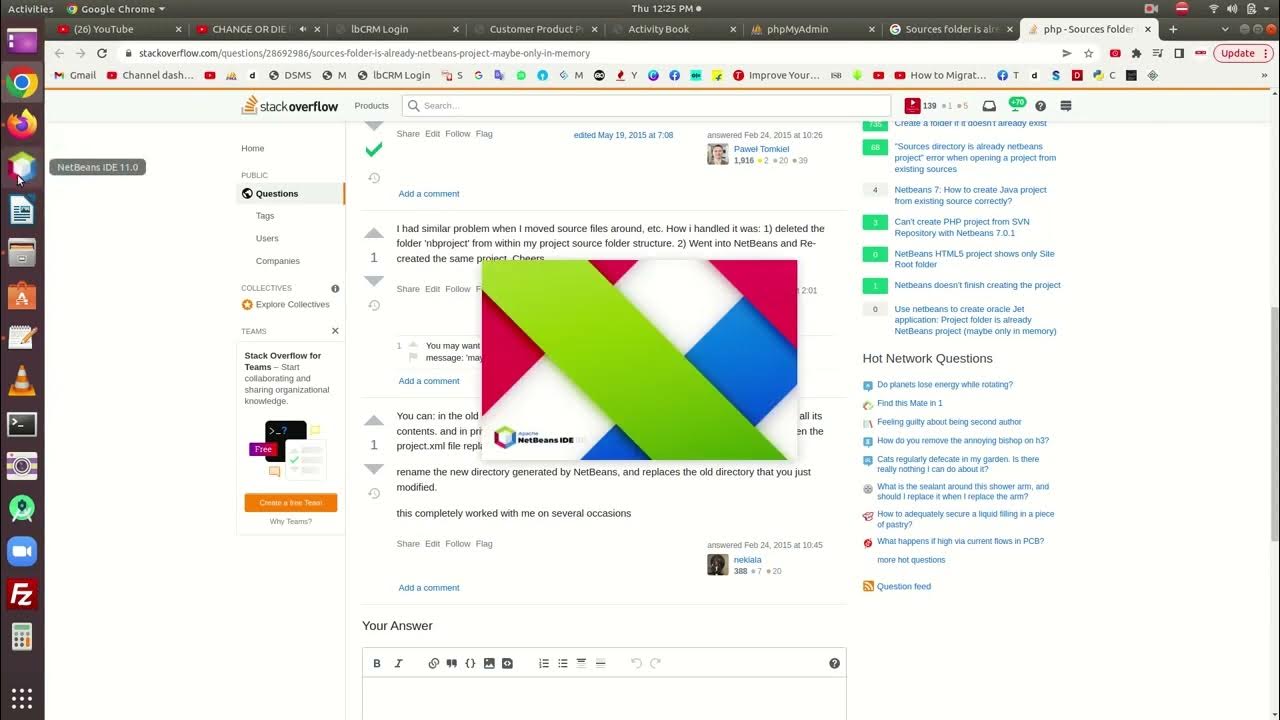 Sources folder is already NetBeans project maybe only in memory | yii php ubuntu - YouTube
