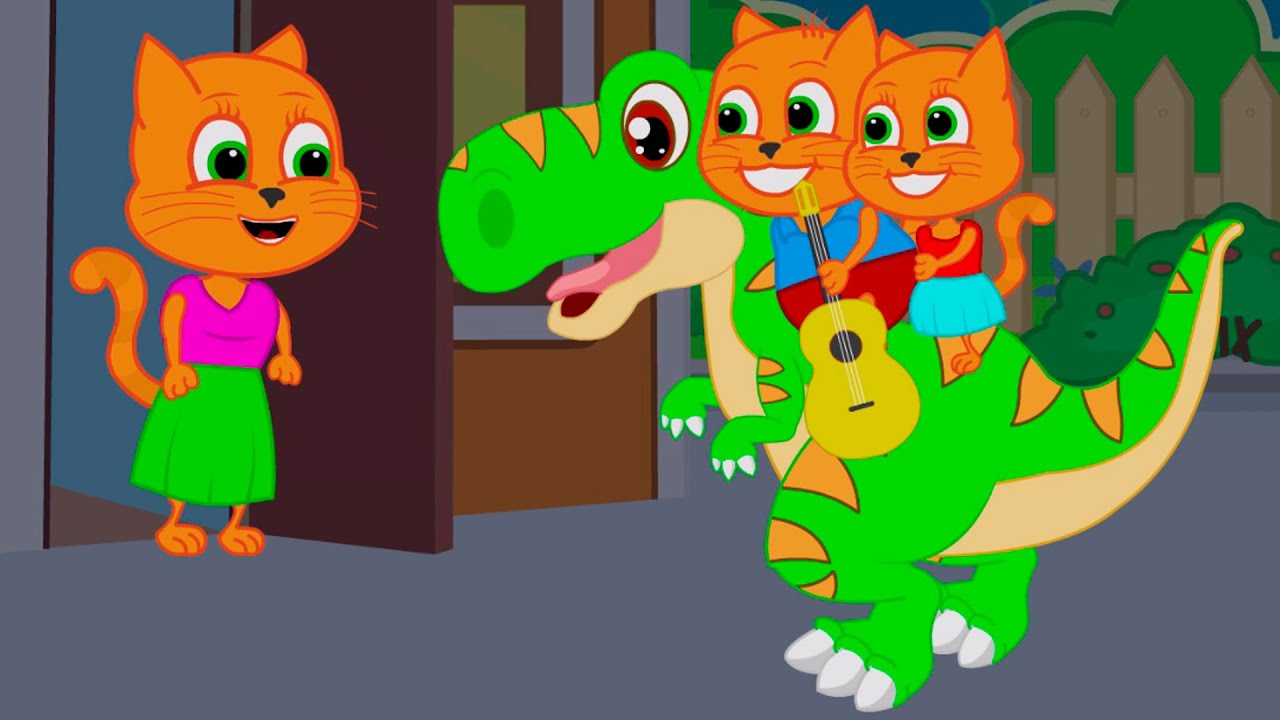 Cats Family in English - Dinosaur Courier Cartoon for Kids - YouTube