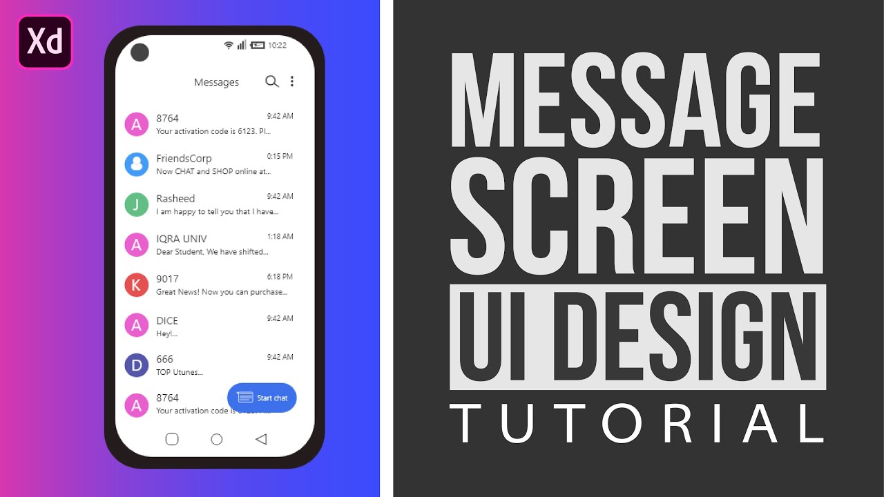 Message Screen UI | Adobe XD - YouTube