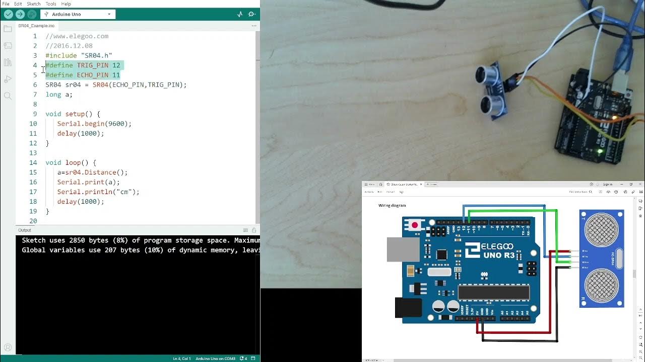 Arduino Ultrasonic Distance Sensor - YouTube