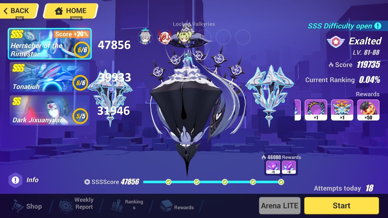 [HI3 SEA] Exalted MA 119735 pts | Rimestar (47856), Tonatiuh (39933 ...