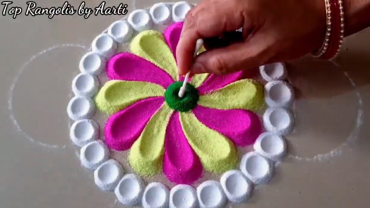 Simple Rangolis For Festival | rangoli kolam | Relaxing Send Videos by ...