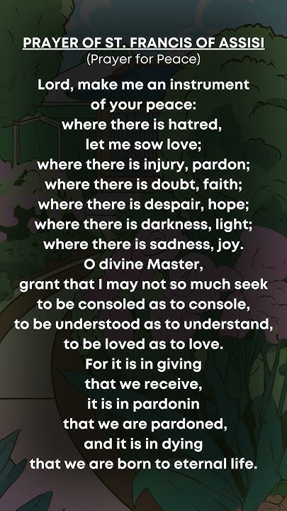 Prayer of St. Francis of Assisi (Prayer for Peace) - YouTube