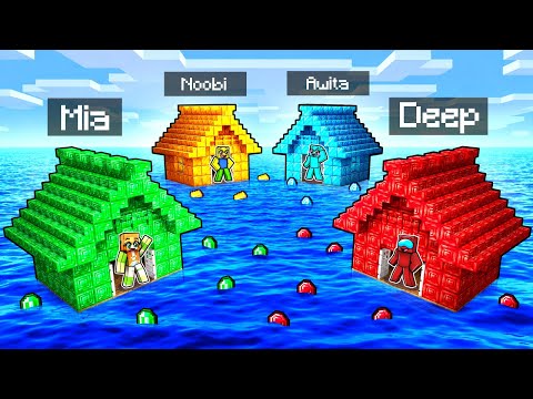 Batalla de CASAS ACUATICAS en Minecraft!