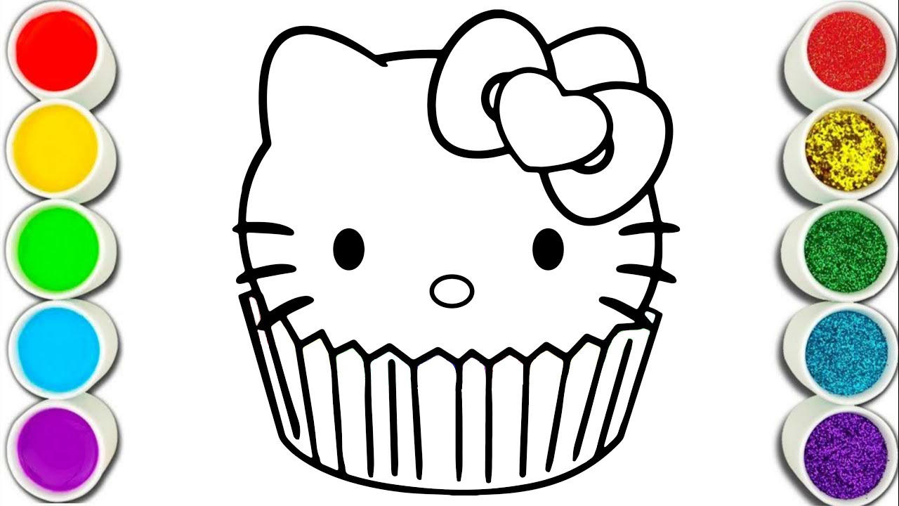 Hello Kitty Cupcake Easy Drawing, Painting & Coloring For Kids and ...