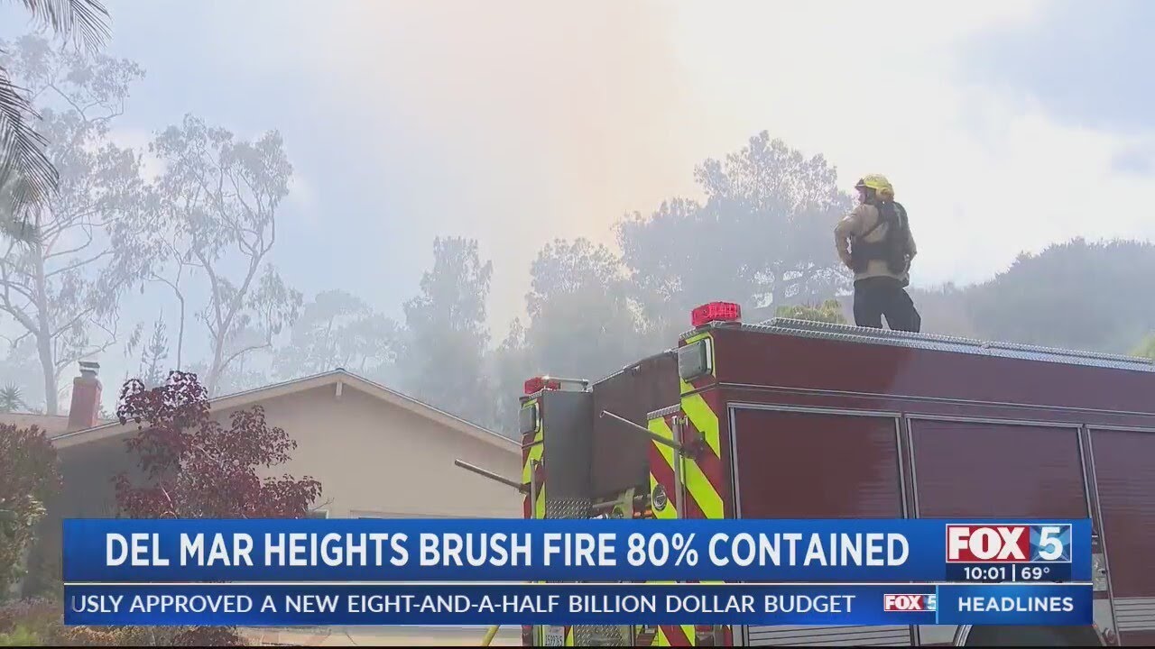Del Mar Heights brush fire 80% contained - YouTube