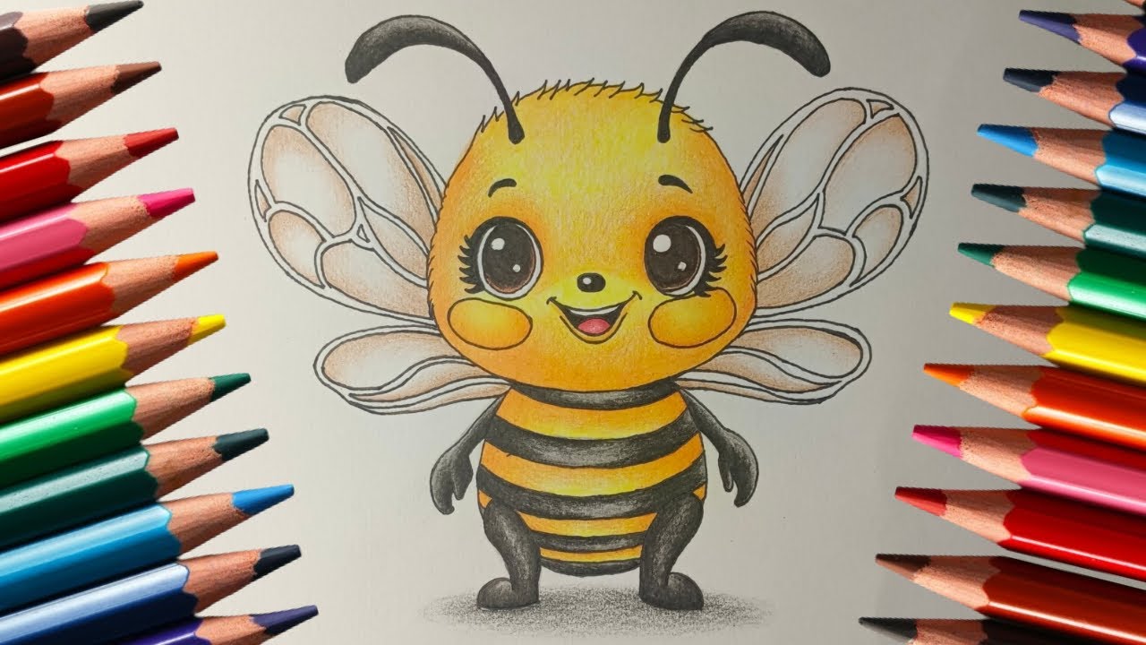 Easy Drawing for Kids | How to draw Honey Bee | Drawing Tutorial - YouTube