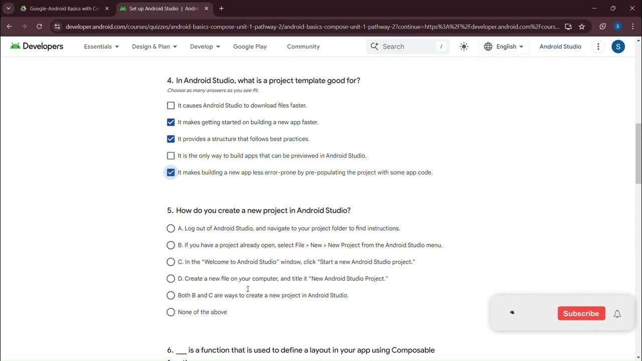 Unit - 1 Setup Android Studio -- Quiz ||Google Android Developers - YouTube