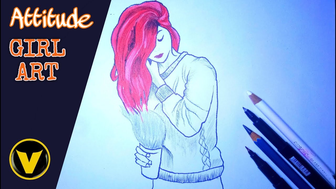 How To Draw Girl Attitude Art Use On Your Whatsapp Status - YouTube