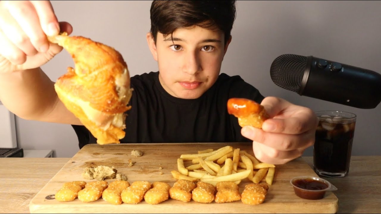 *ASMR* RED ROOSTER CHICKEN DRUMSTICK, NUGGETS & FRIES - YouTube