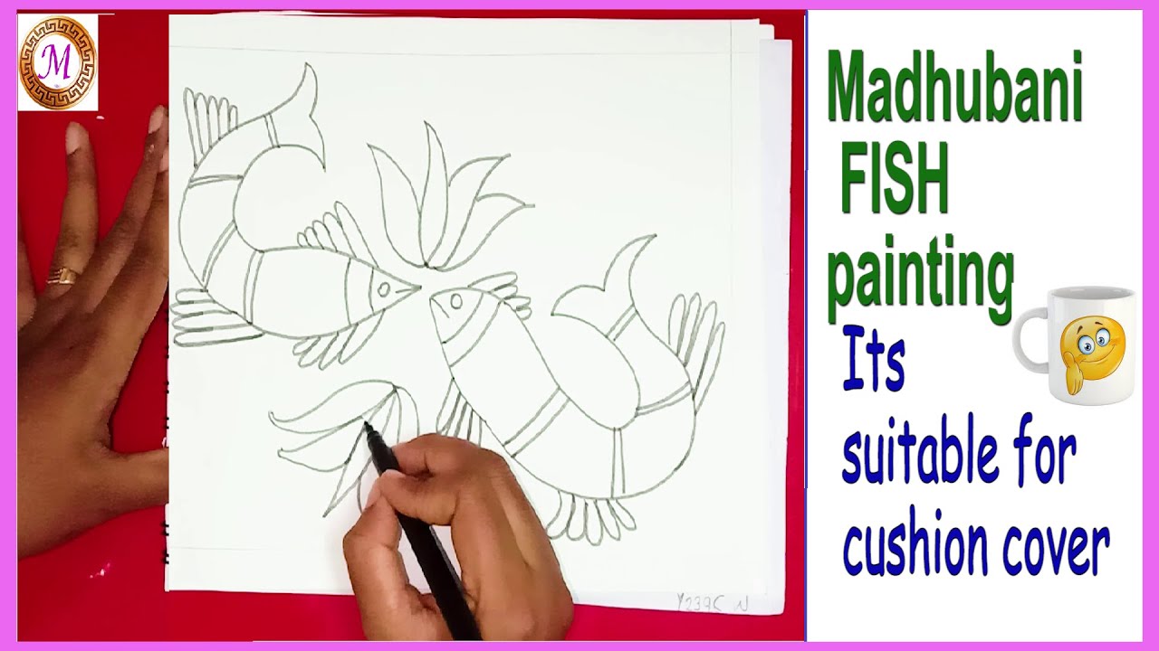 Madhubani fish design/easy madhubani fish painting for beginners - YouTube