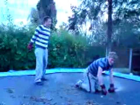 fat kid falls off trampoline - YouTube