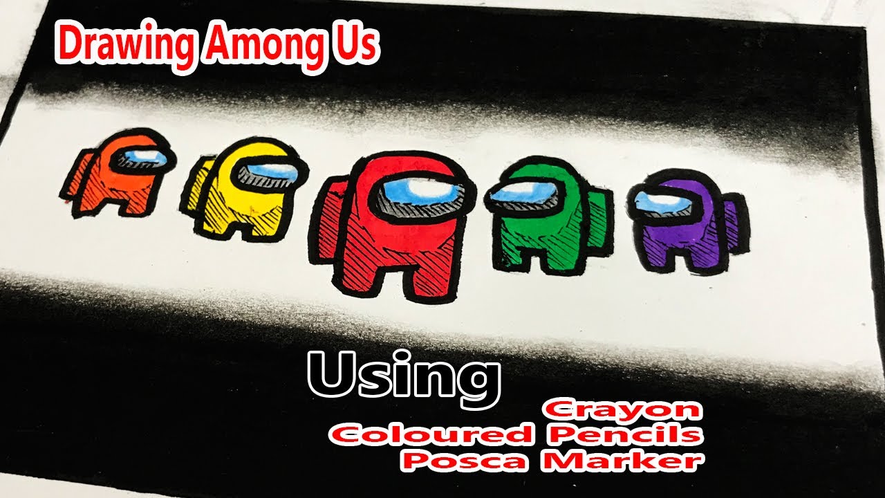 Drawing Using 3 Tools!!!!! - How to Draw Among us - Drawing Among Us ...