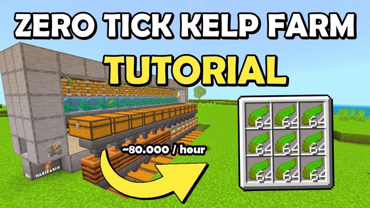 1.19 EASY (one-tick) Kelp XP FARM TUTORIAL Minecraft Bedrock - YouTube