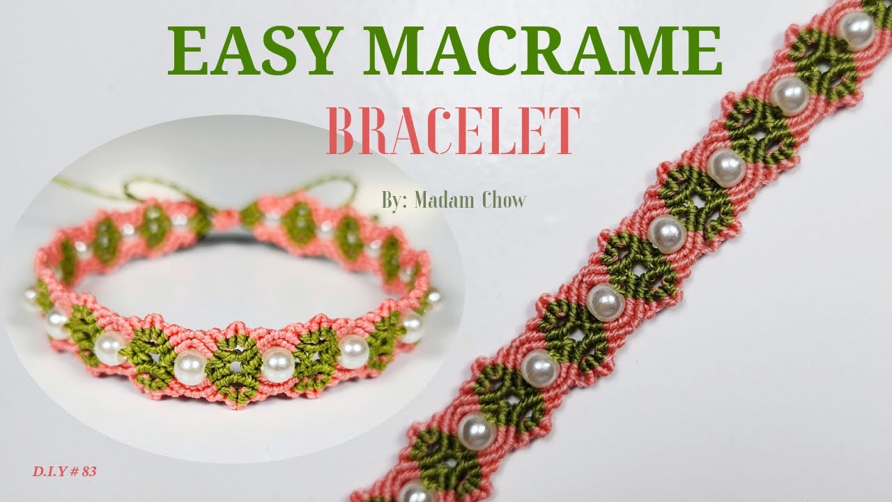 Macrame Tutorial / How To Make: Diamond With Floral Pattern Bracelet - YouTube