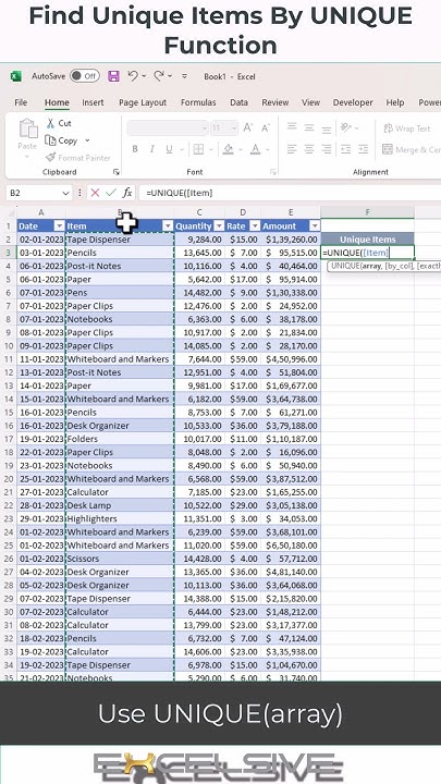 🔎 Excel Secrets Revealed: Filter Unique Values with UNIQUE Function! 💎 #exceltips #exceltech ...