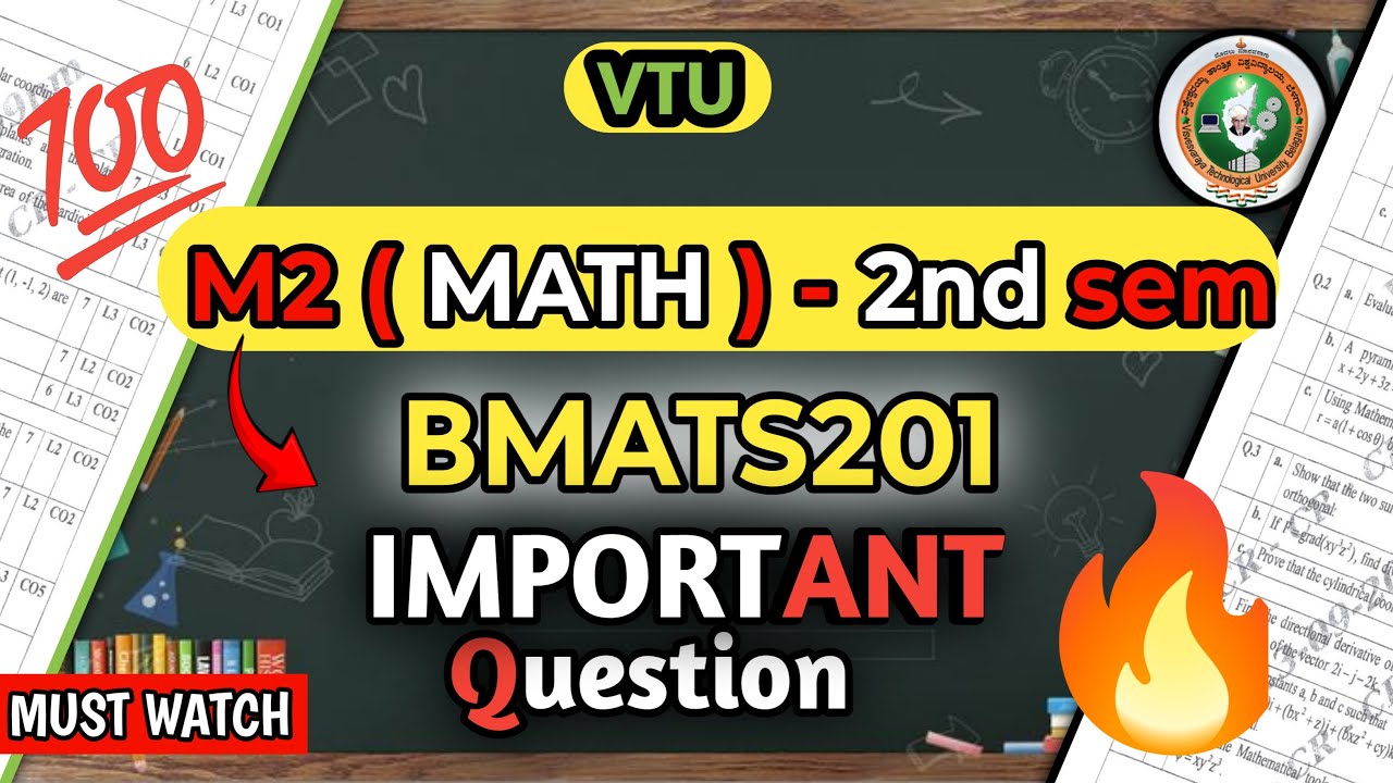 M2 BMATS201 Important Question & Easy Solution || Math-2 important question for vtu 1st year ...