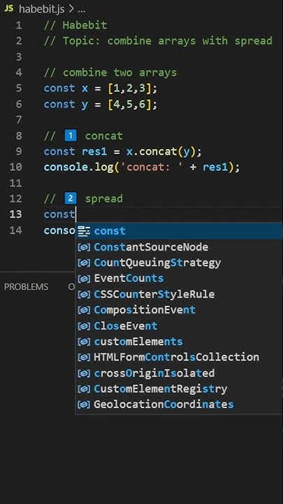 💻 JavaScript: combine arrays #programming #javascript #coding #shorts #tutorial - YouTube