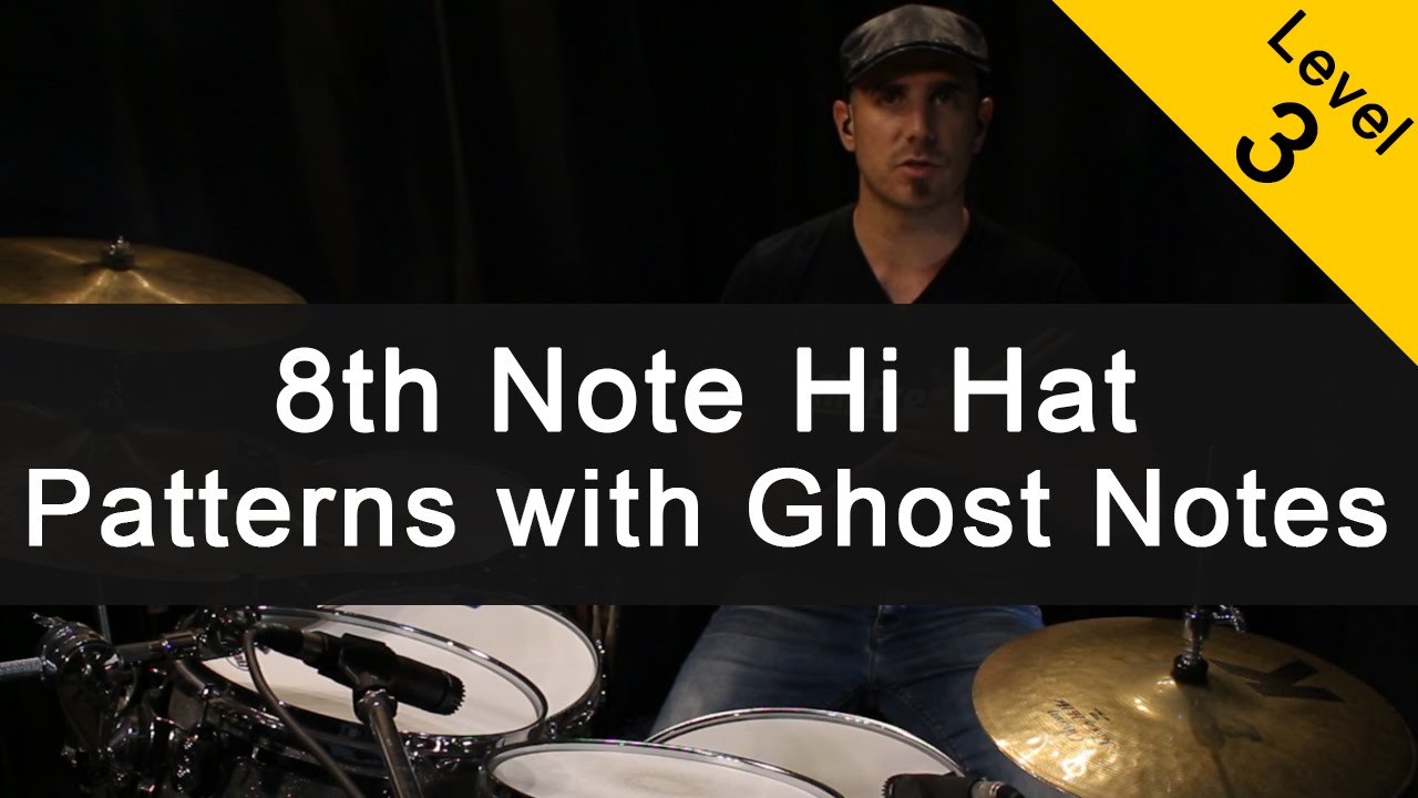 [FUNK] 8th Note Hi Hat Patterns with Ghost Notes Drum Lesson ...