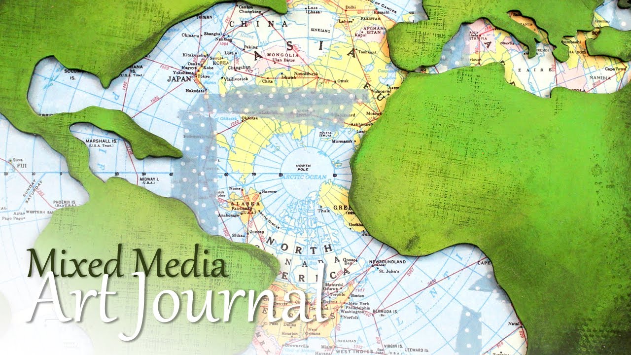 Around the World - Global Map Cover | Mixed Media Chipboard Art Journal ...