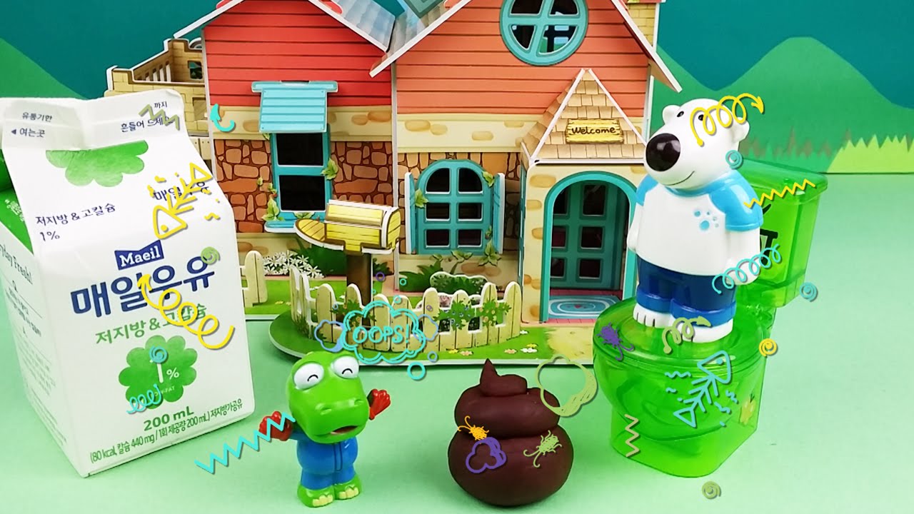 Krong Revenge Upset stomach Krong and Pobi♥pororo toys cartoon english ...