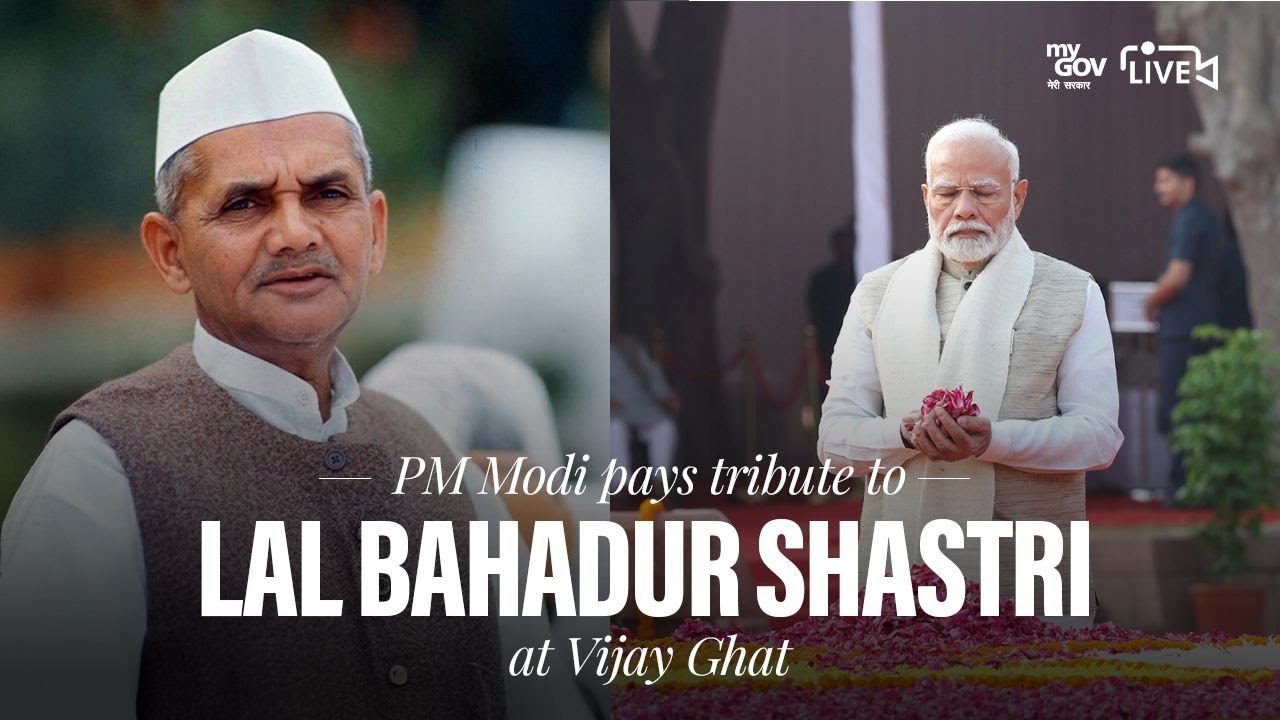 LIVE: PM Modi pays tribute to Lal Bahadur Shastri at Vijay Ghat - YouTube