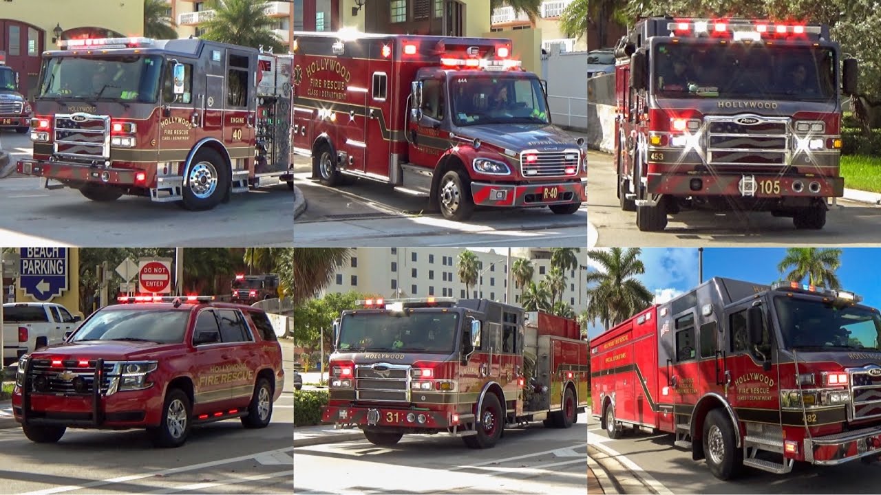 Hollywood Fire Rescue Responding to a Highrise Structure Fire - YouTube