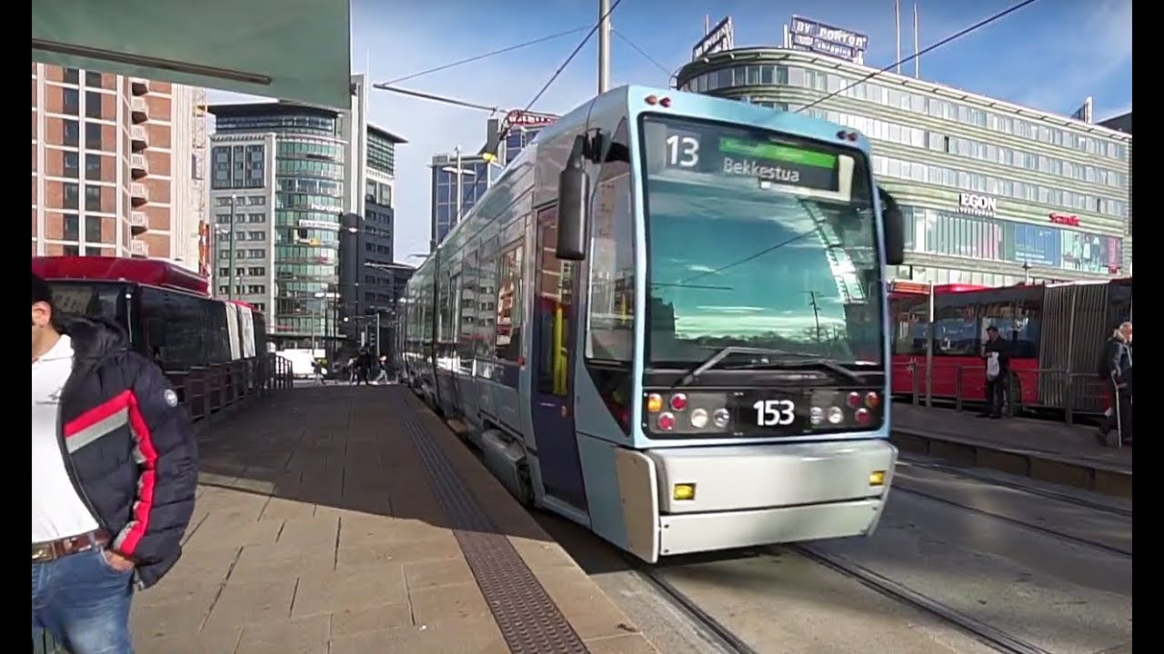 Norway, Oslo, tram ride from Jernbanetorget to Nationaltheatret - YouTube