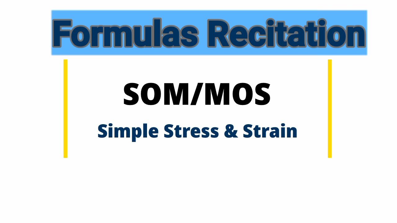 Simple stress and strain formulas for recitation , SOM, MOS ...