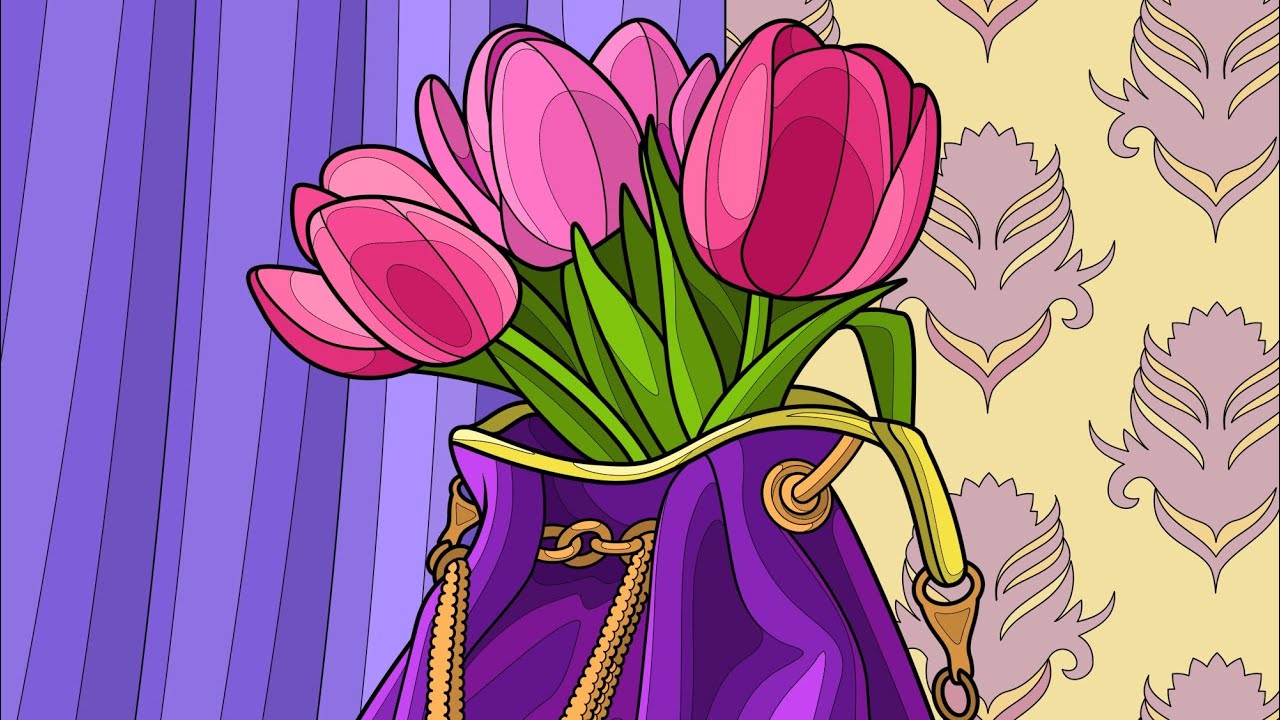 Hey Color app Bag with Flowers #paintbynumbes #colorwithme #spring # ...