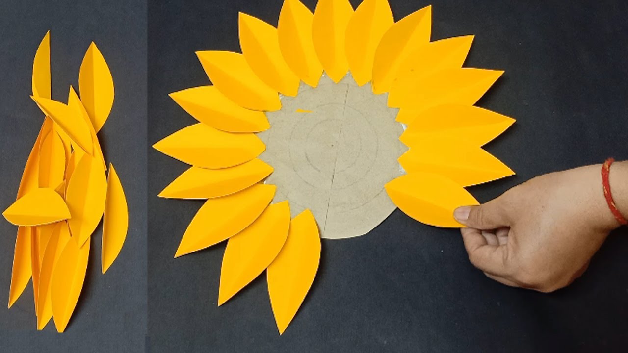 Giant Paper Sunflower DIY | Paper Sunflower Wall hanging | Room Decor ...
