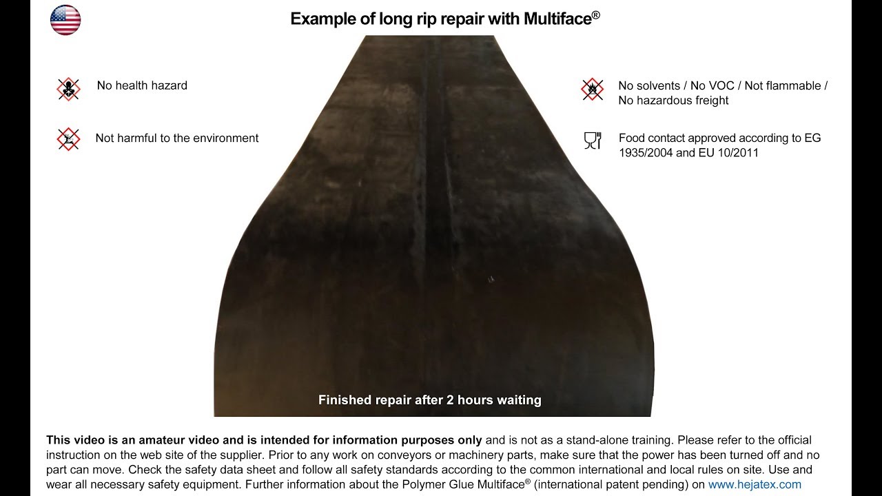 Long rip repair by using a belt cover strip and Multiface - YouTube