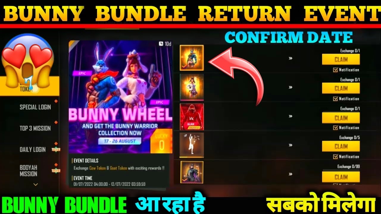Free Fire Bunny Bundle Return | Bunny Bundle Return | Bunny Bundle ...