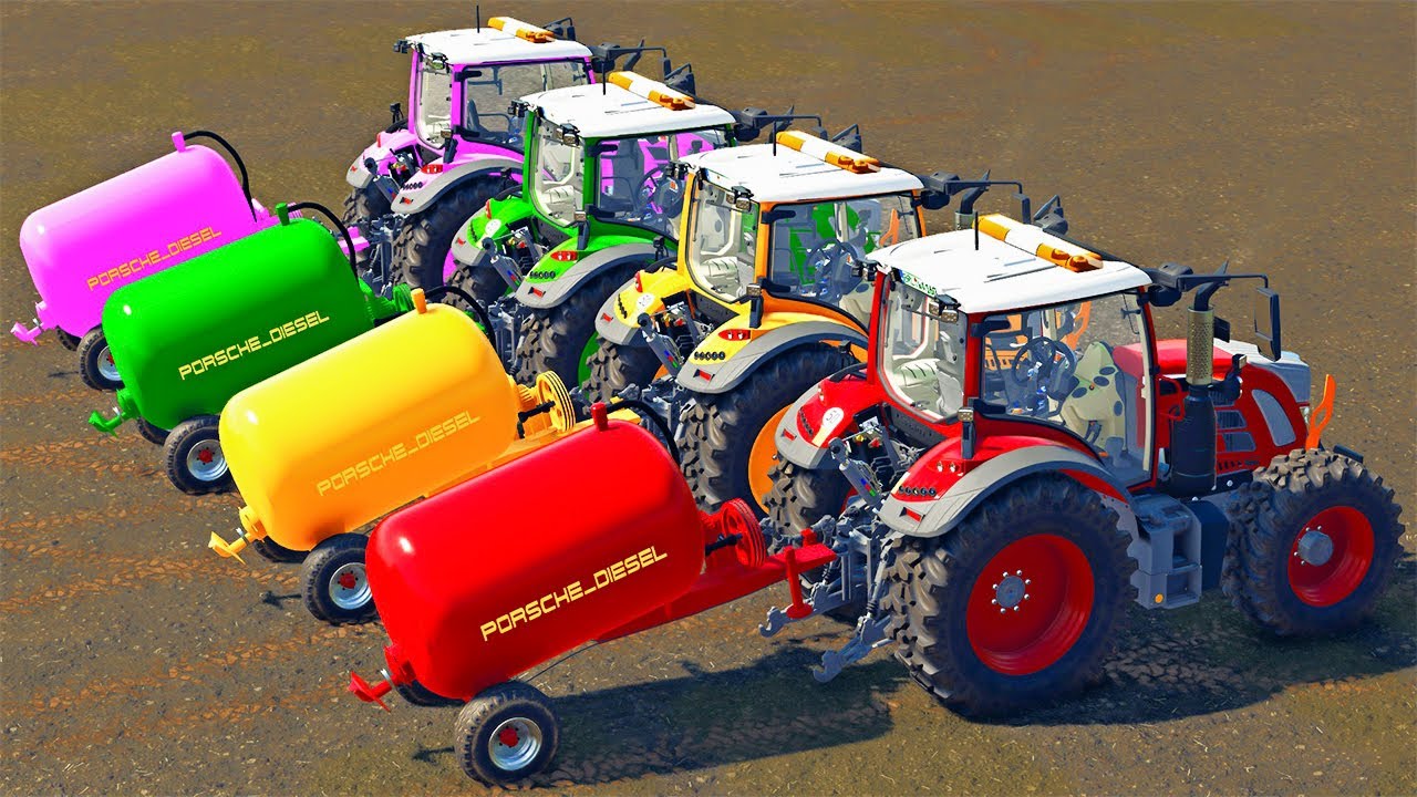Tractors With Colors - TANKER Work with Fendt Tractors with WHEELIE ...